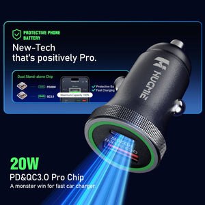 Hugmie PD 20W Car Charger with 1M Type C to Type C Cable