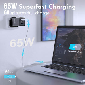 Hugmie® FP-65W GaN USB C Fast Charger 65W Wall Charger